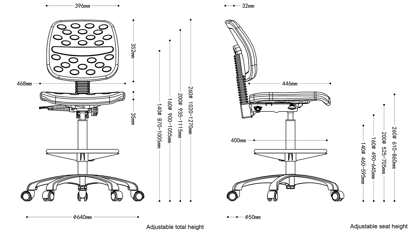 ESD Laboratory Chair Ergonomic PU Backrest Design 5-Star Aluminum Base ...